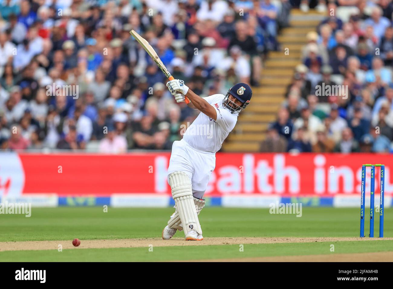 Rishabh Pant of India hits a four (4) in Birmingham, United Kingdom on ...
