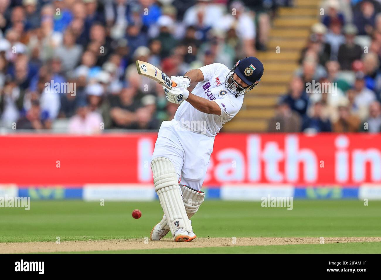 Rishabh Pant of India hits a four (4) in Birmingham, United Kingdom on ...