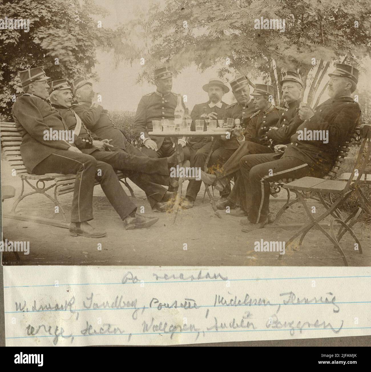 Officers from the Hälsinge regiment gathered around tables in the ...