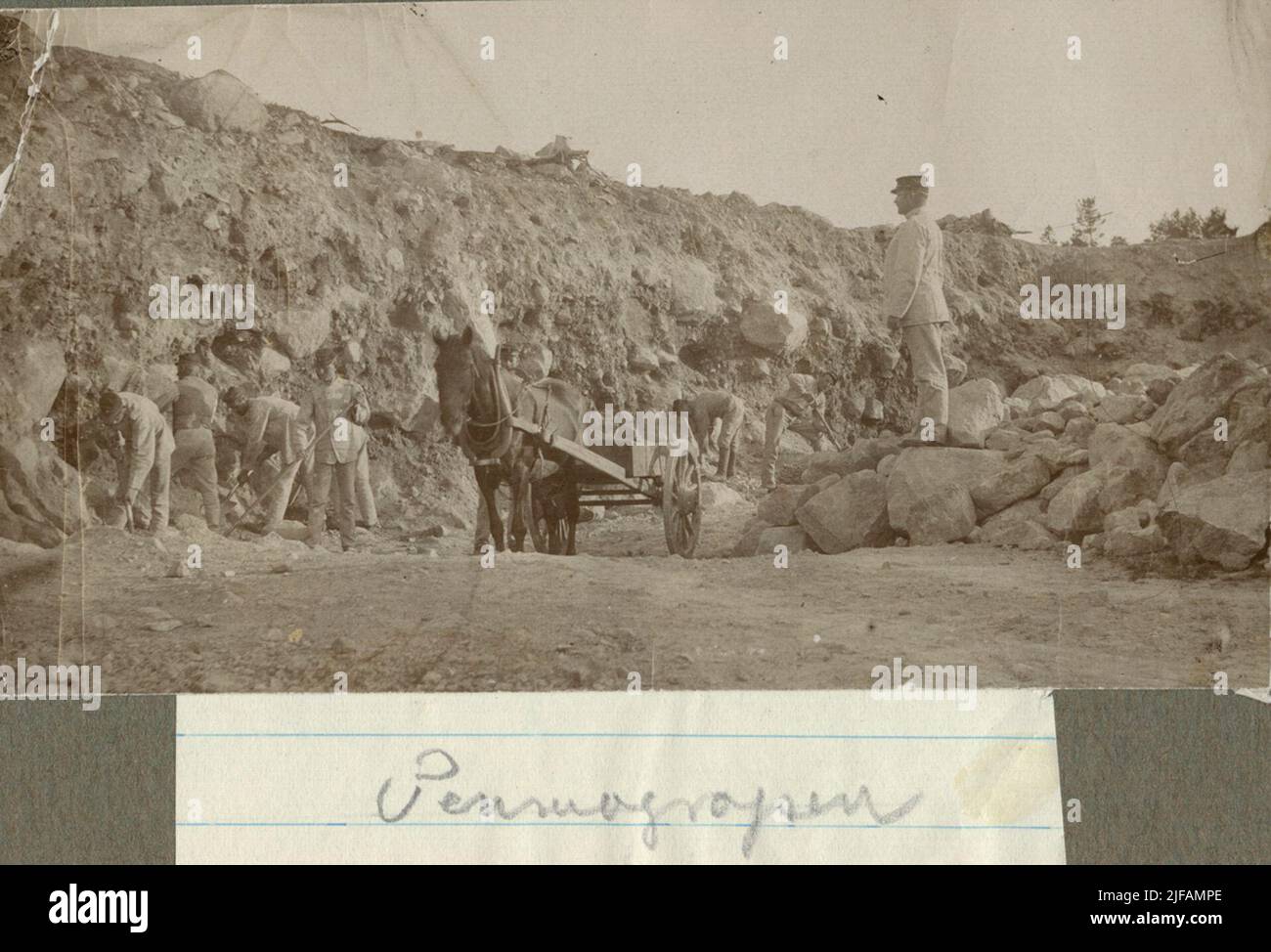 Soldiers at work in a quarry Stock Photo - Alamy