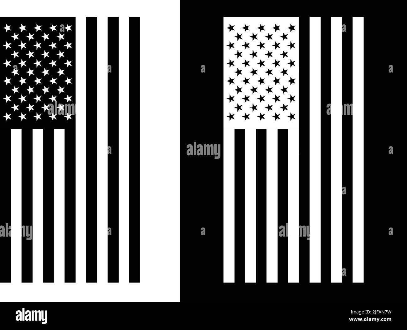 Black and White American Flag, monochrome Ame Stock Vector Image & Art ...