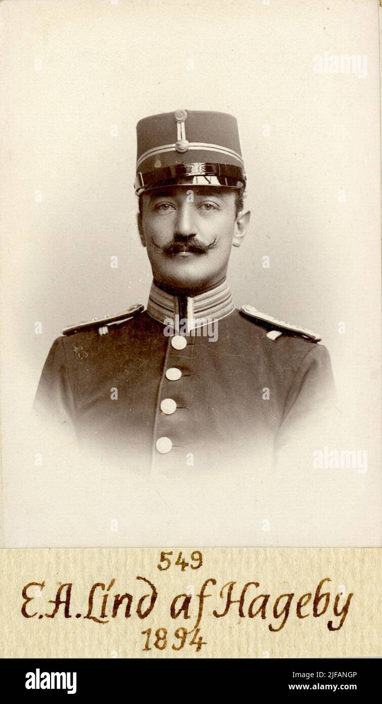 Portrait of Ernst August Ludvig Lind by Hageby, lieutenant at Göta ...