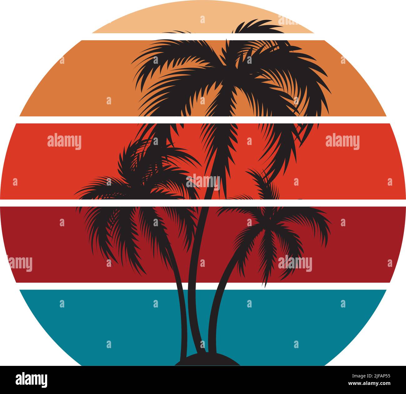 Retro Palm tree Sunset background vector illustration Stock Vector ...