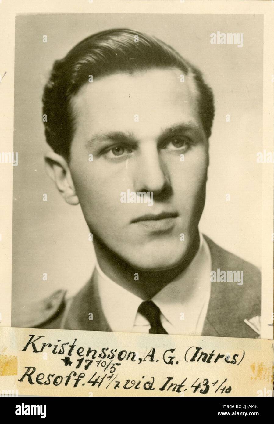 Portrait of Arne Gunnar Kristensson, lieutenant at the curator Stock ...
