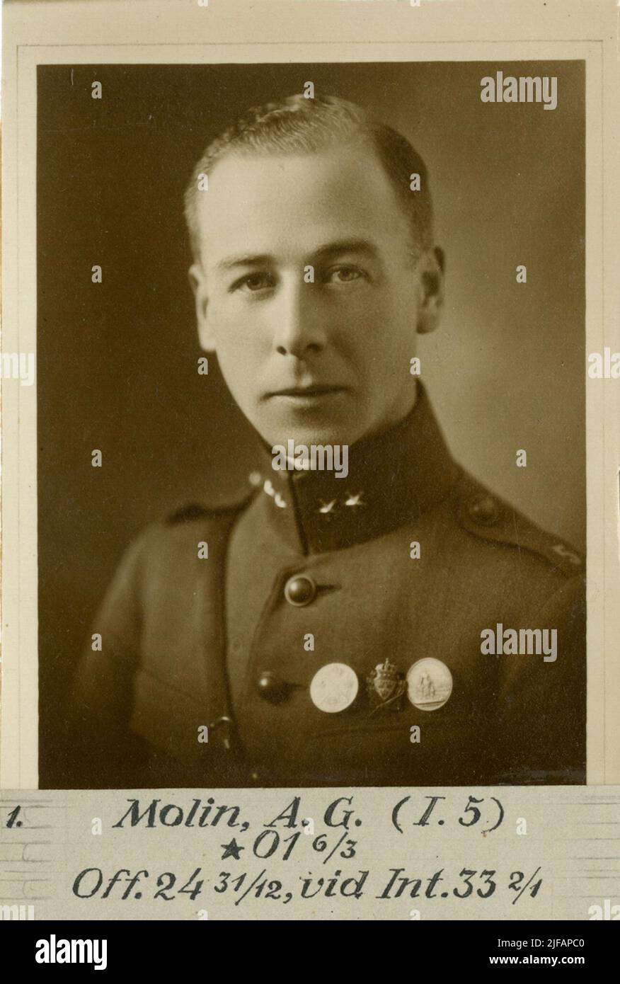 Portrait of Arne Georg Molin, Lieutenant at the Deputy Corps Stock ...