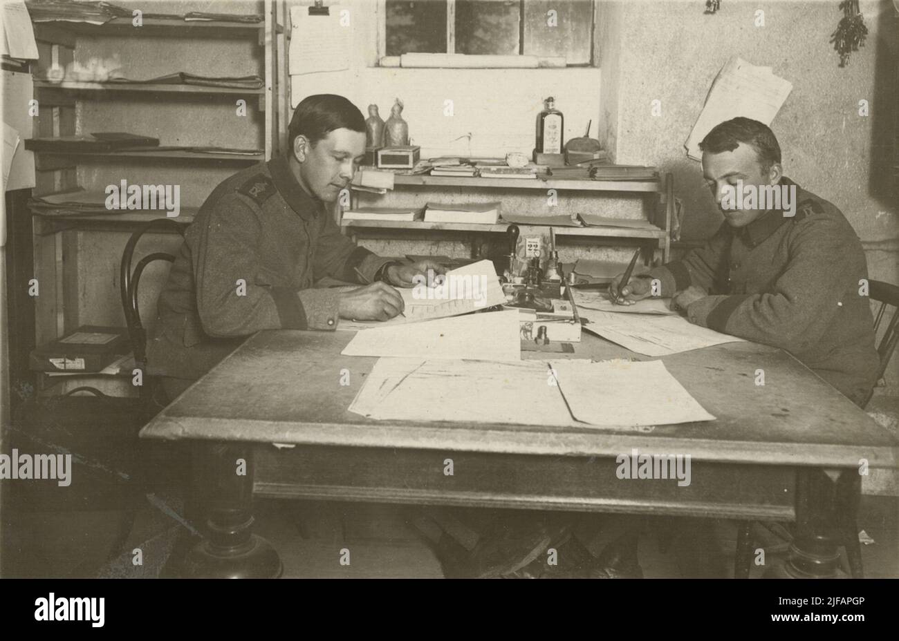 Two soldiers from position artillery regiment A 9 in office work Stock ...
