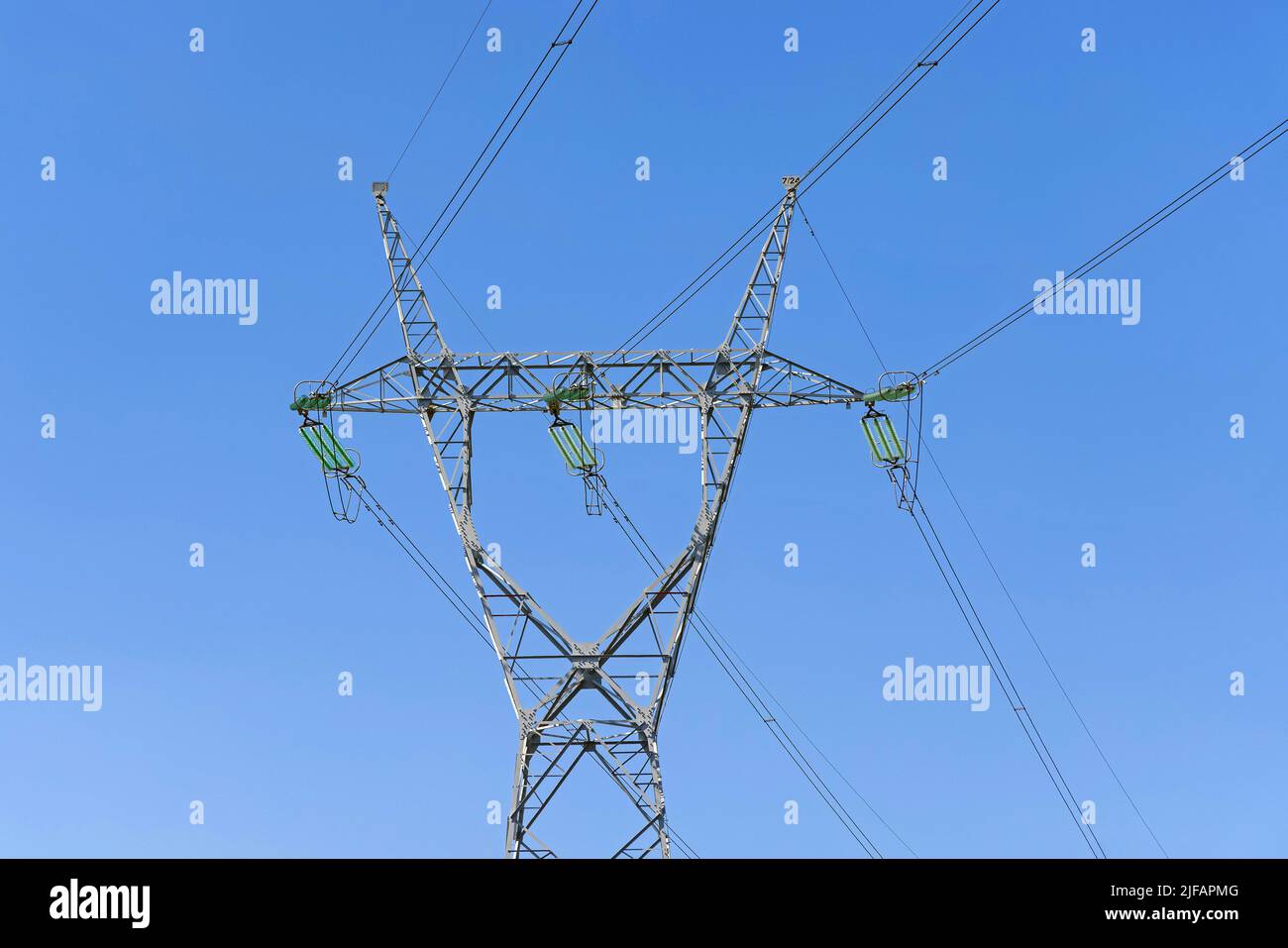 High Voltage Electric Power Line Pylon Transmission Tower Stock Photo ...