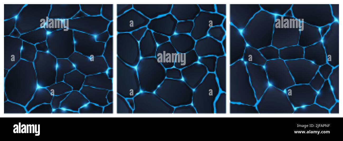 Cracked ground surface with blue magic glow seamless game textures ...