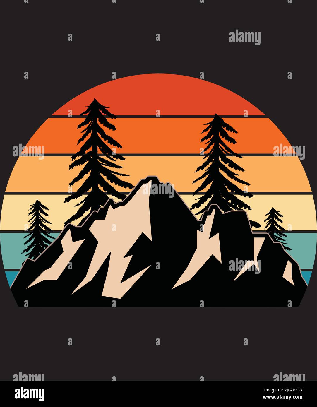 Vector illustration of the sun rising over the mountains Stock Vector ...