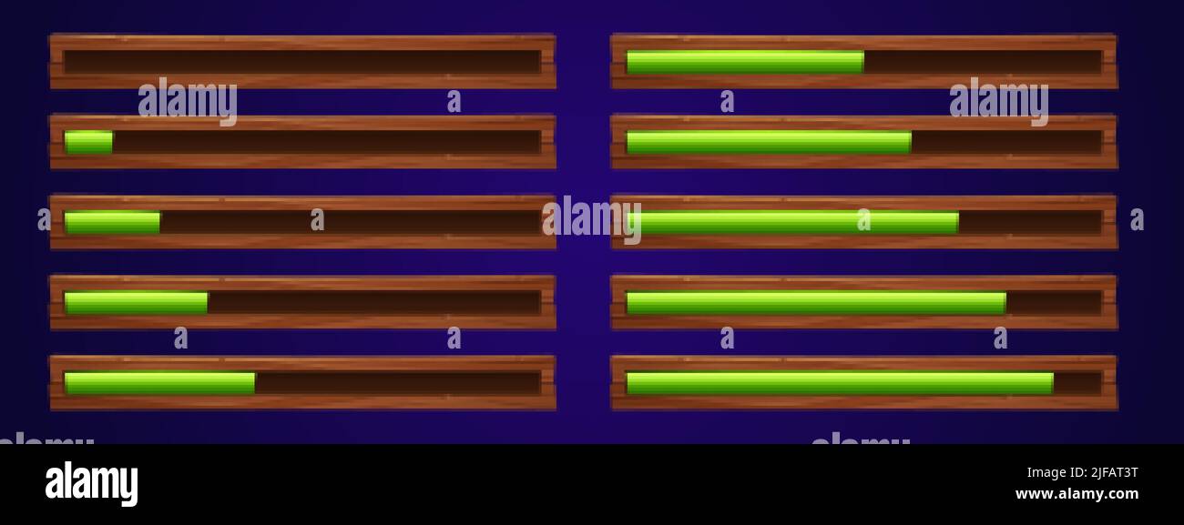 Game ui loading progress bars vector set, cartoon interface gui design ...