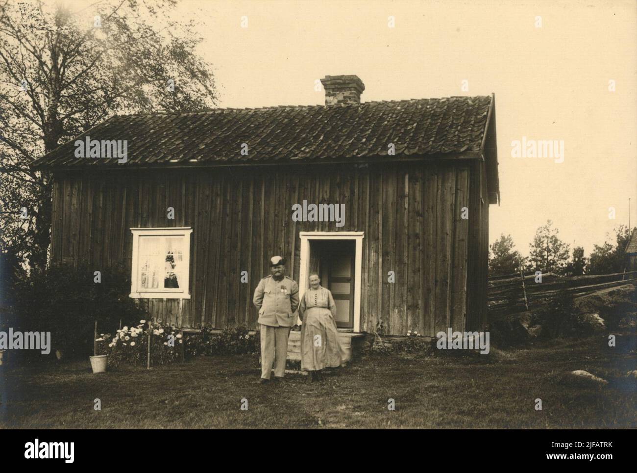 Soldier Johan Eklund and wife Maria Kristina Svensdotter in front of ...