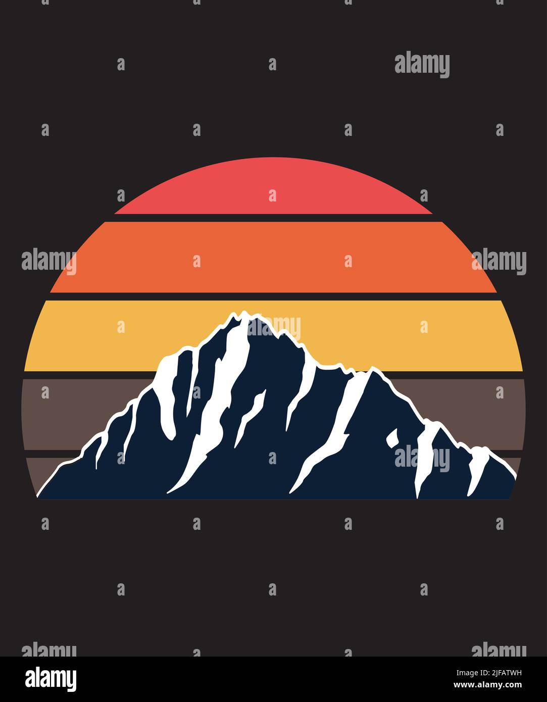 Vector illustration of the sun rising over the mountains Stock Vector ...