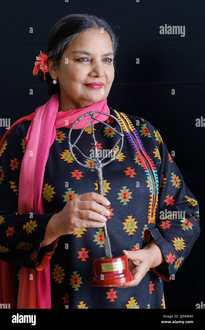 Indian actress Shabana Azmi receives the ImagineIndia award at the ...