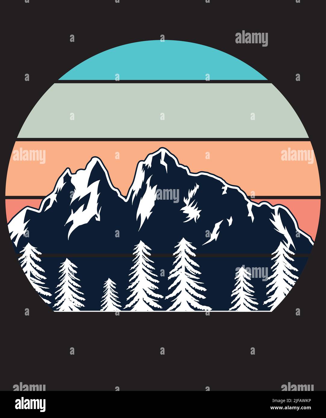 Vector illustration of the sun rising over the mountains Stock Vector ...