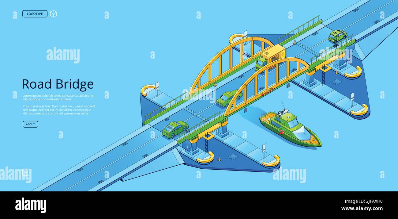 Cars crossing stone bridge Stock Vector Images - Alamy