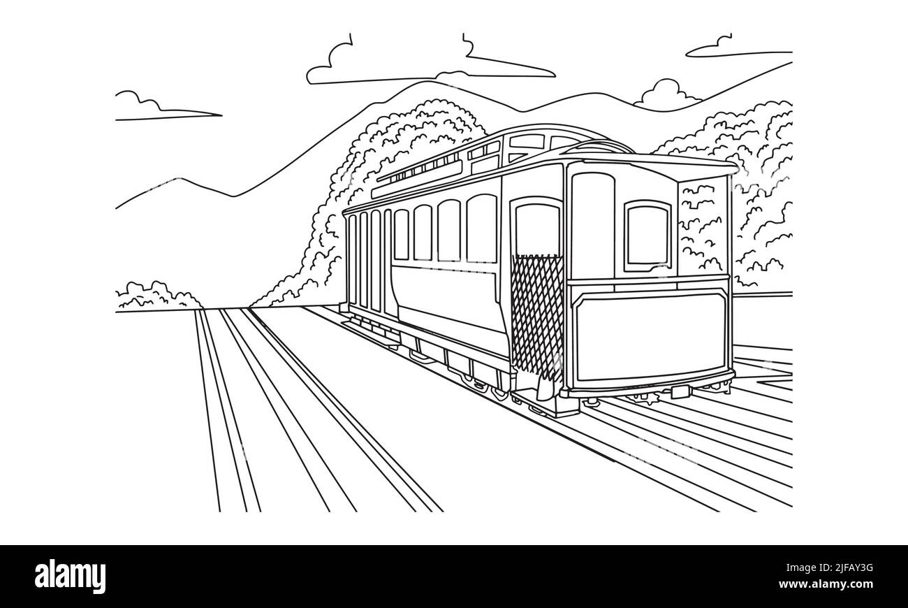 Nostalgic car drawing Cut Out Stock Images & Pictures - Alamy