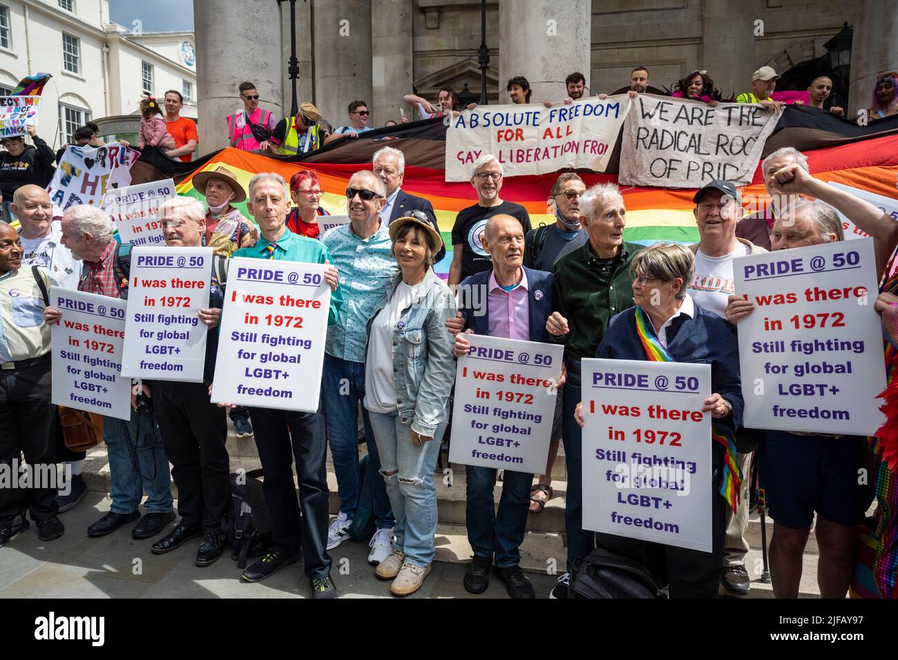 London, UK. 1 July 2022. Elderly veterans, including Peter Tatchell ...