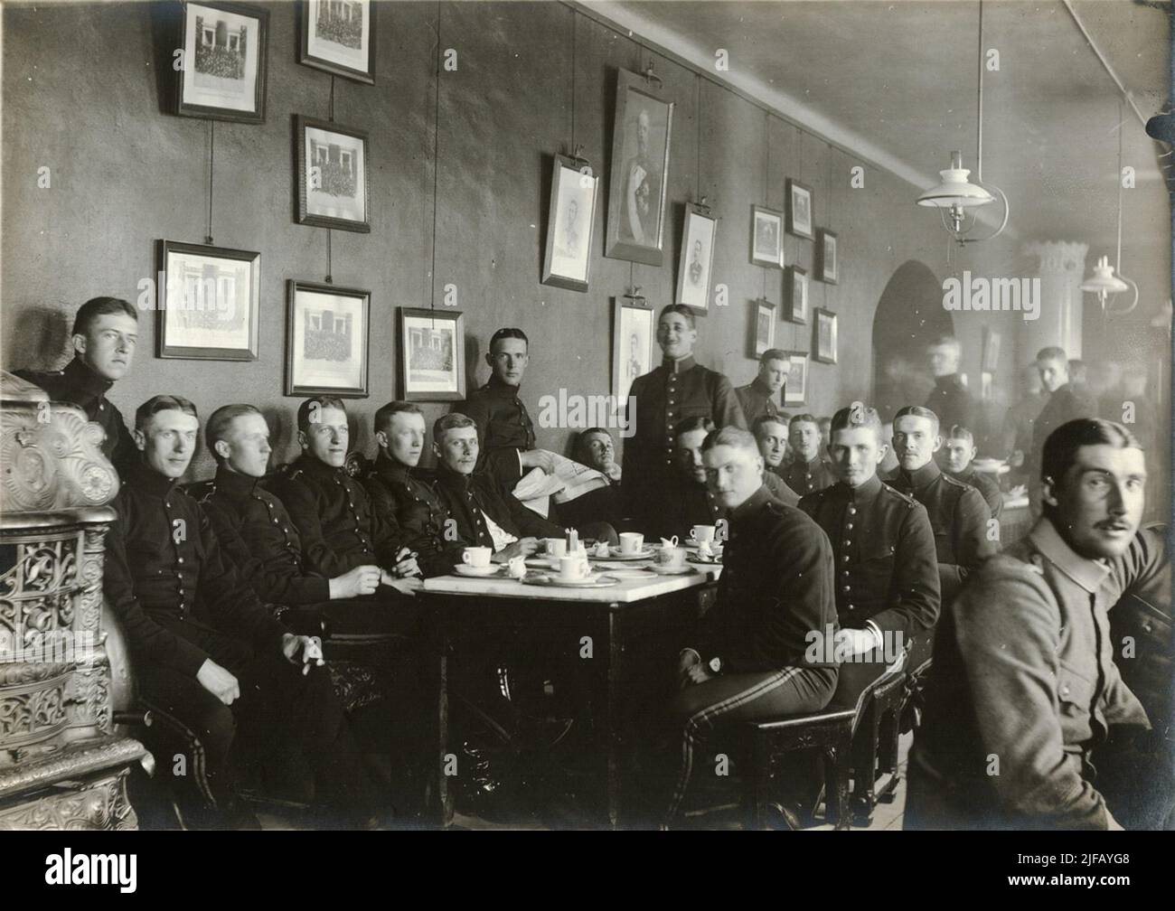 Interior from the war school Karlberg, cadets gathered for socializing ...