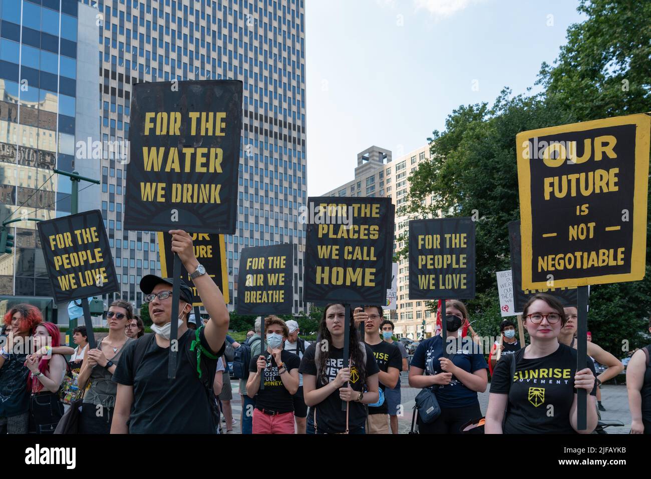 Climate activists held a protest at Foley Square and in front of the ...