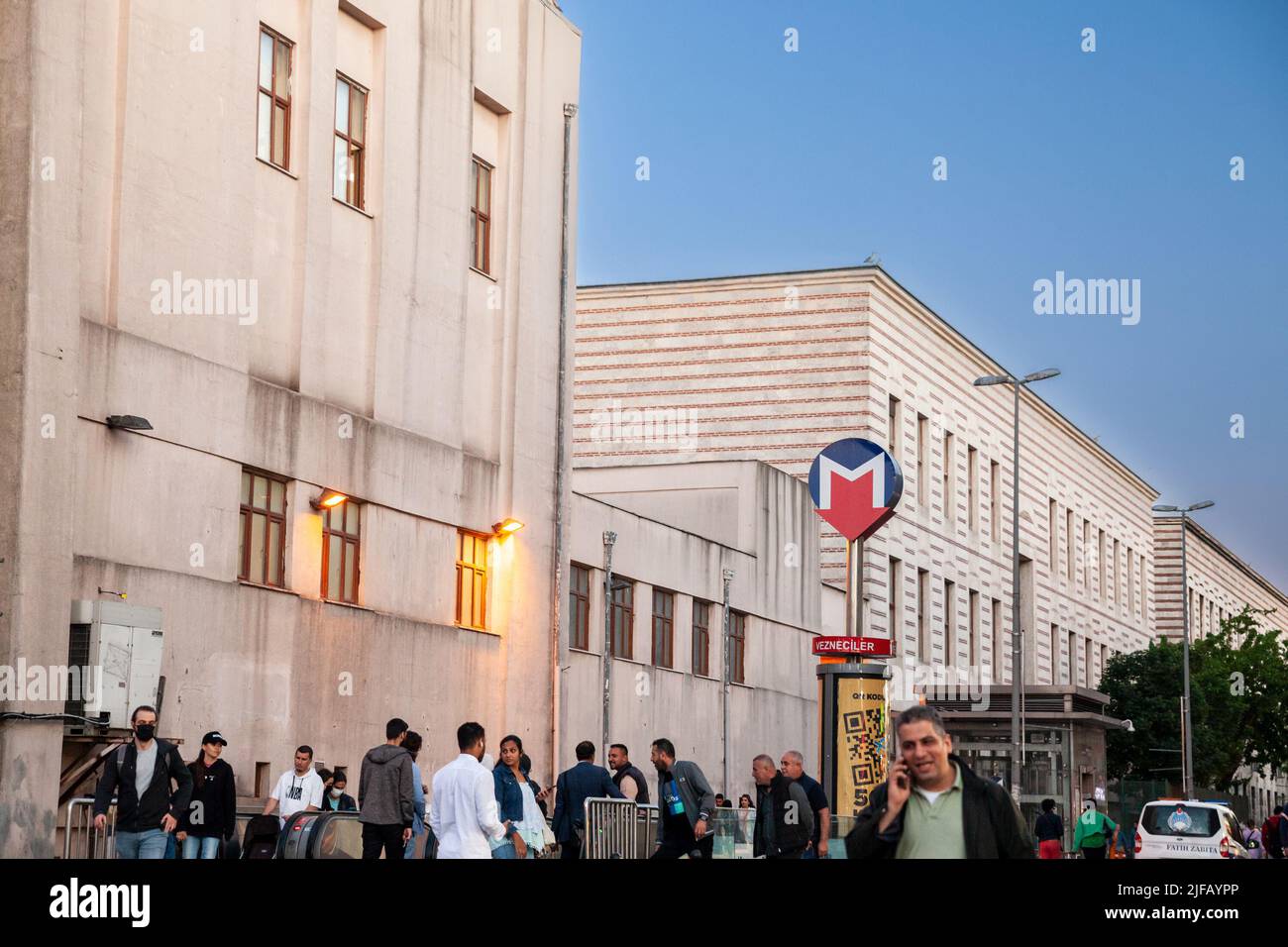Picture of a sign with the logo of Istanbul Metro taken at venziciler ...