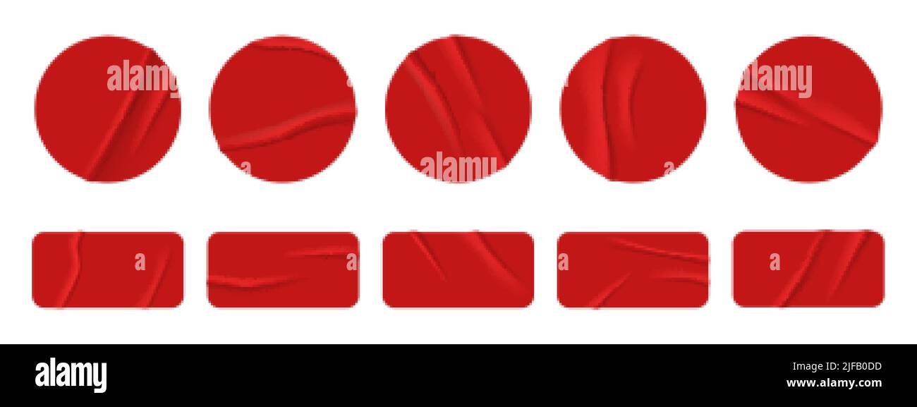 Red sticker paper texture, wrinkled adhesive label or price tag ...