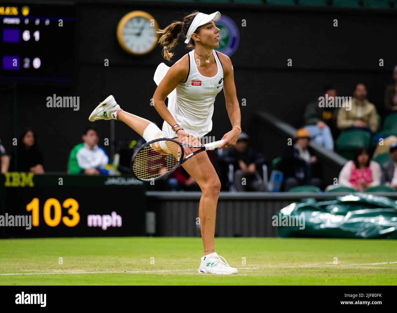 Mihaela Buzarnescu of Romania in action against Coco Gauff of the ...