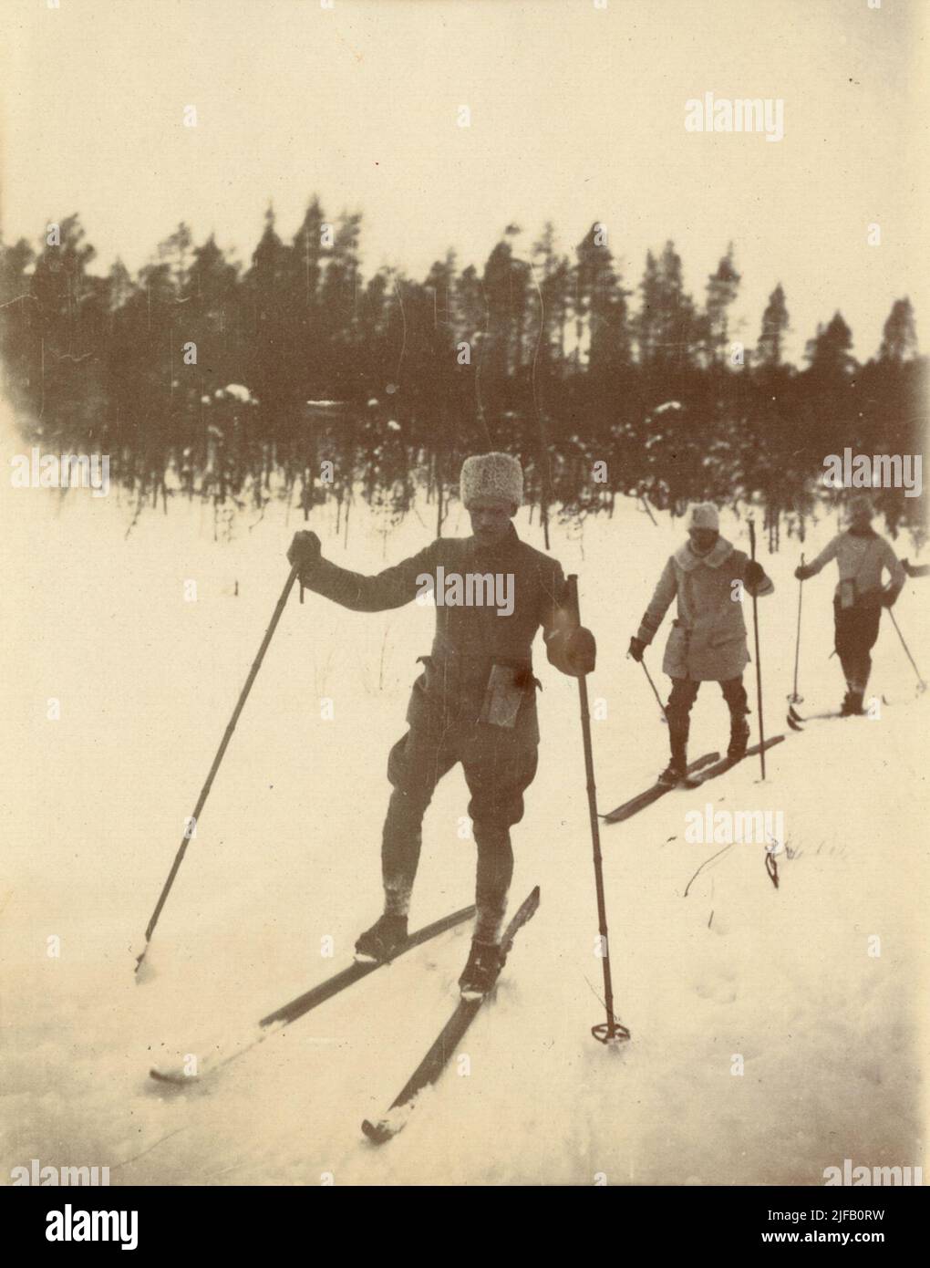 Officers from Småland's house regiment K 4 on skis, winter exercise in ...
