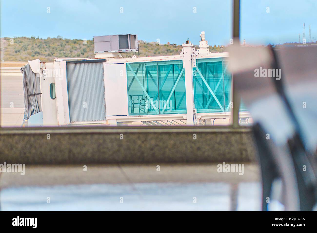 Jetway waiting for a plane to arrive on airport.airport terminal ...