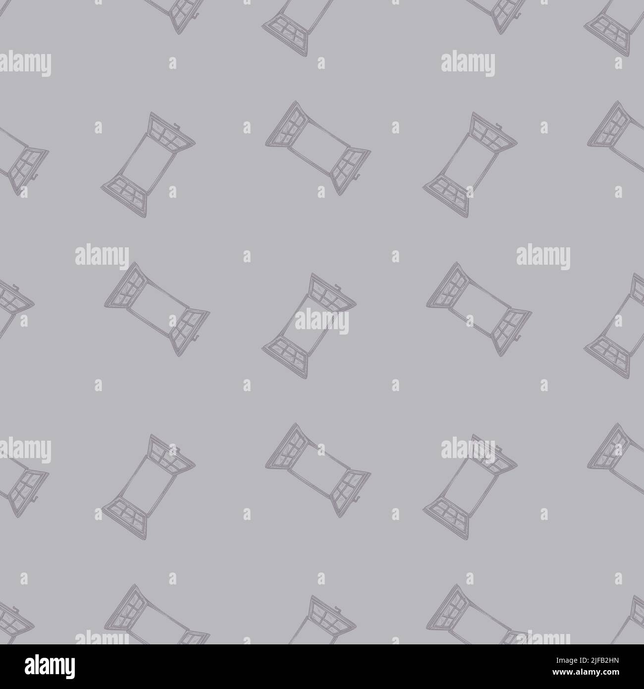 Windows engraved seamless pattern. Retro frame glass window hand drawn ...