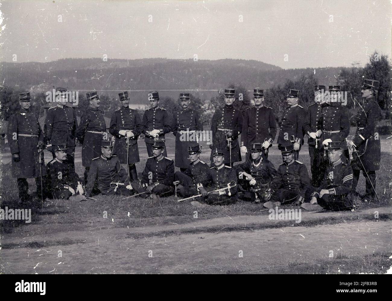 Group portrait of II. The battalion at Bohuslän's regiment in 17 with ...