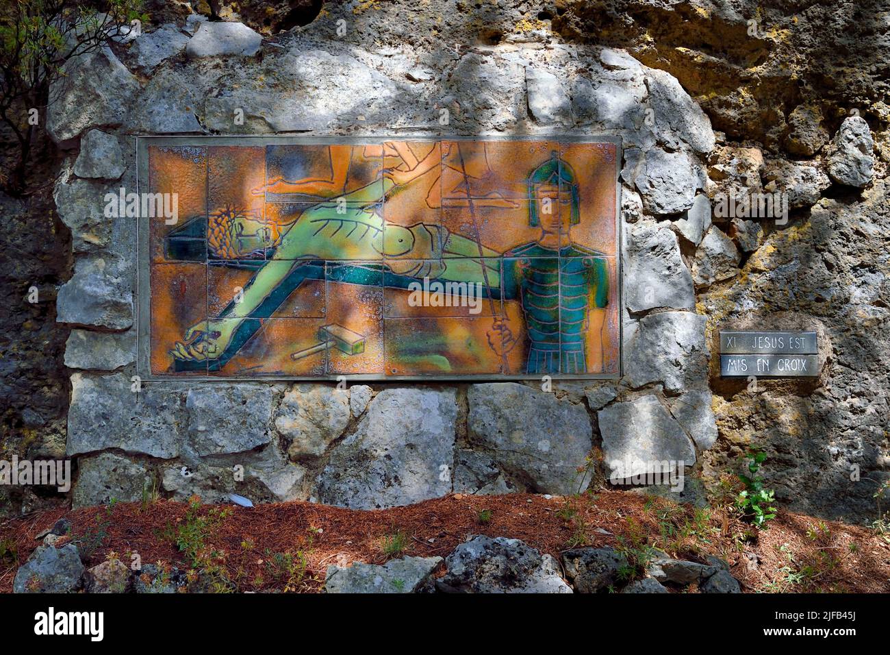 France, Var, Dracenie, Ampus, Stations of the Cross on the site of the ...