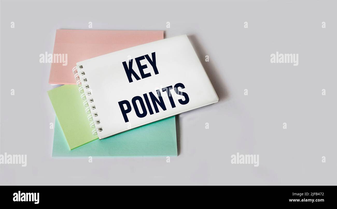 text KEY POINTS on sticker and white background Stock Photo - Alamy