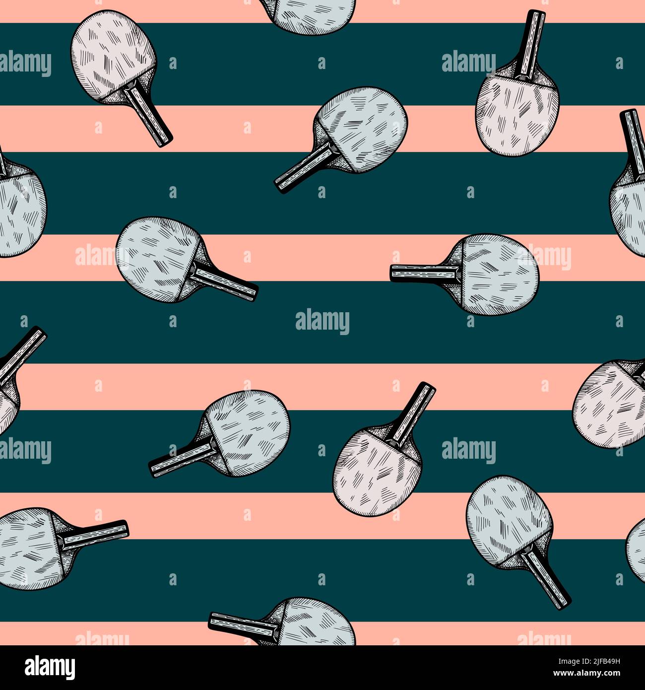 Ping pong racket sketch seamless pattern. Vintage sport elements for ...