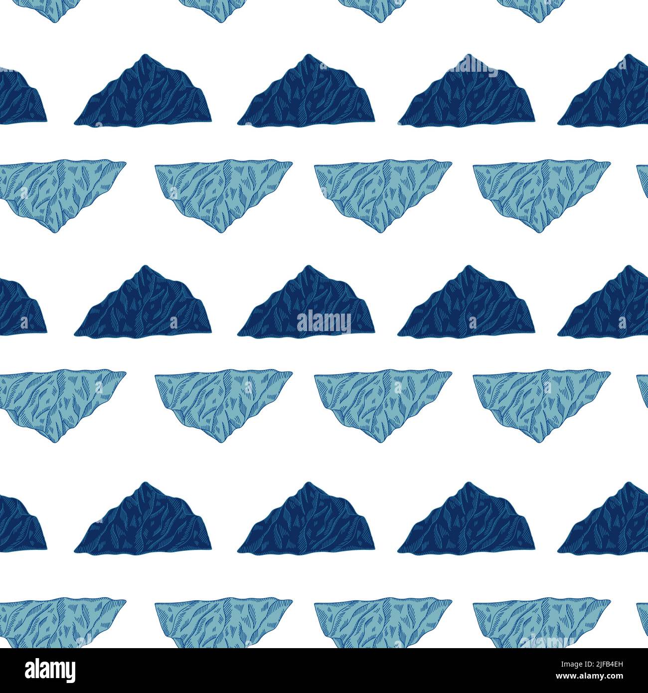 Mountain peak engraved seamless pattern. Vintage background rock ...