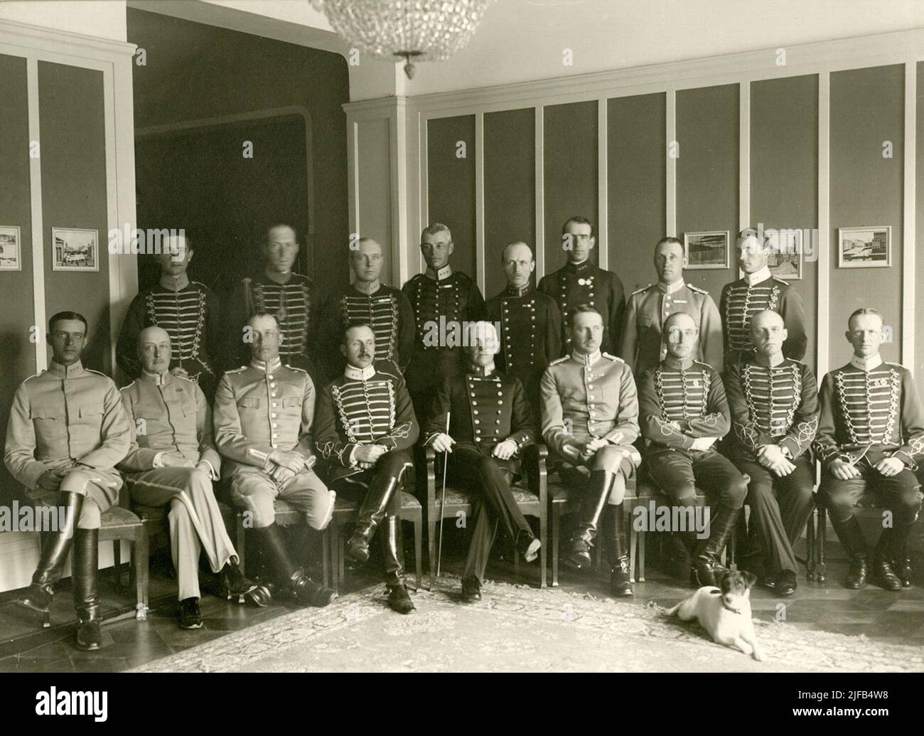 Group portrait of officers at Skaraborg's regiment in 9 with cavalry ...