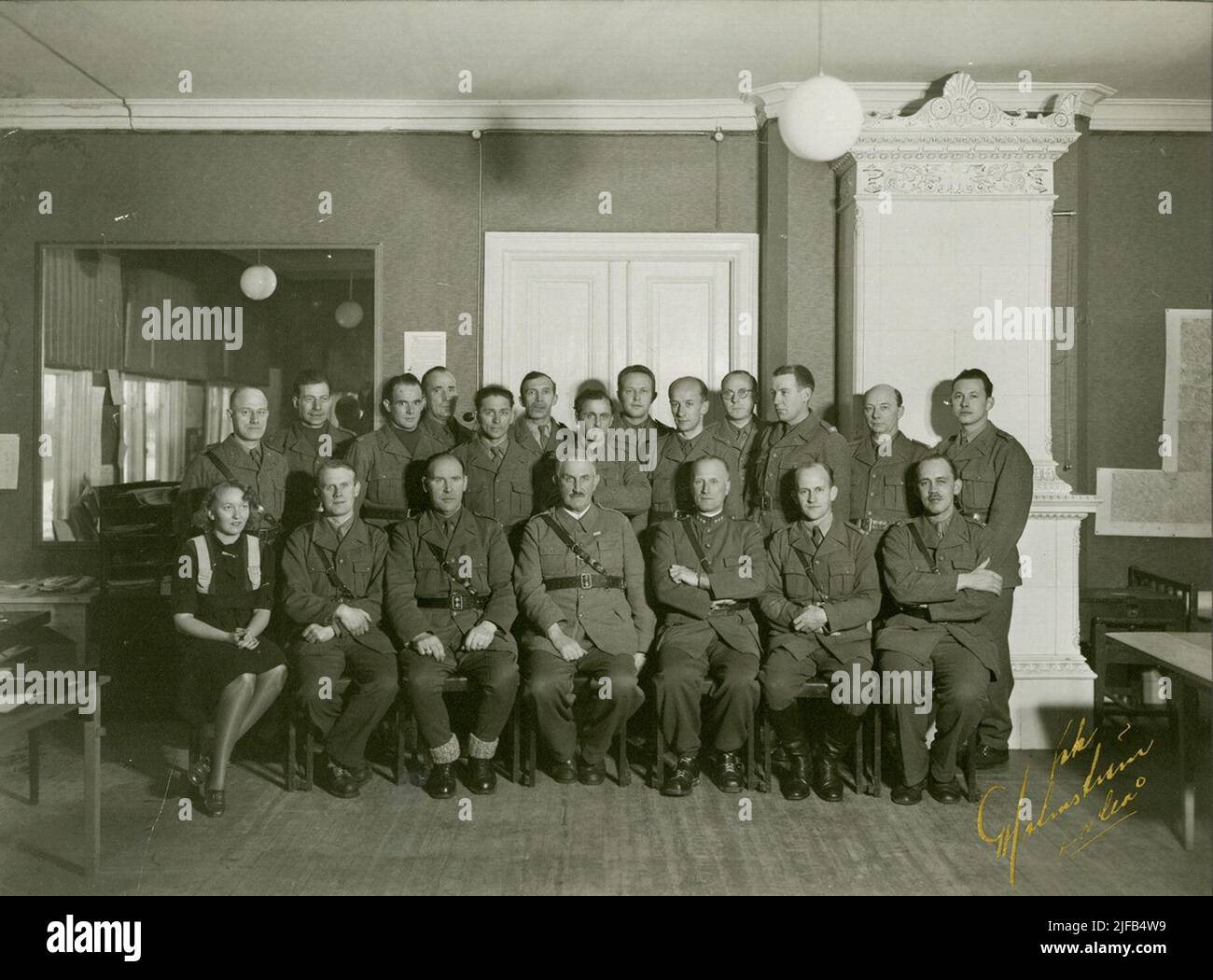 Group portrait of officers (manager with staff) for Luleå defense area ...