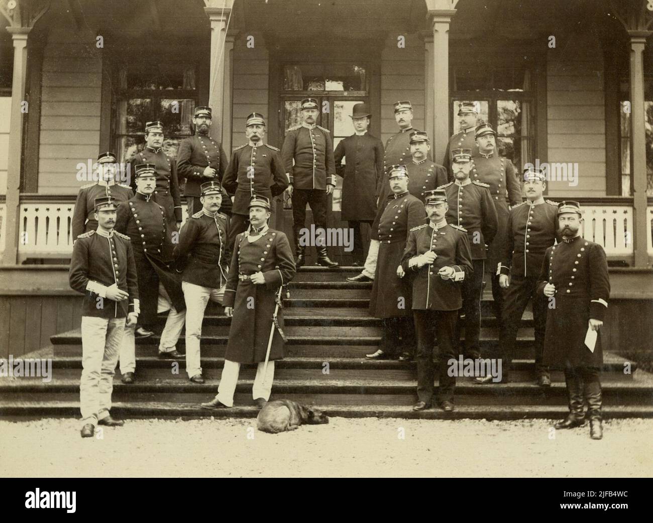 Group portrait of officers at the Life Regiment's grenadiers in 3 at ...