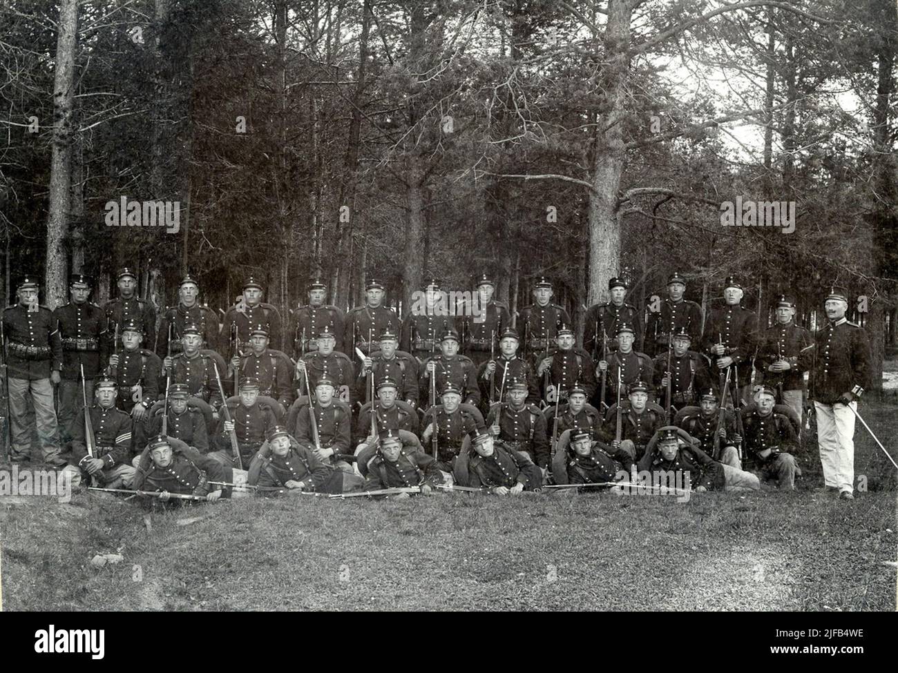 Group portrait of soldiers at Norrbotten's regiment in 19, 1902 Stock ...