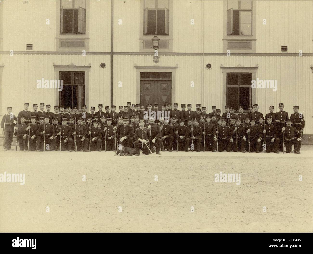 Group portrait of soldiers and officers at the Life Regiment's ...