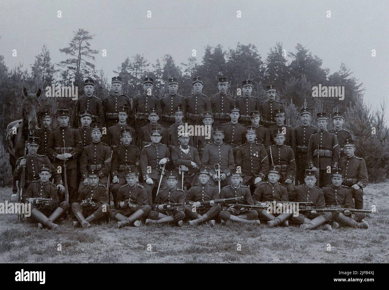 Group portrait of soldiers and officers at the Kalmar regiment in 21 ...