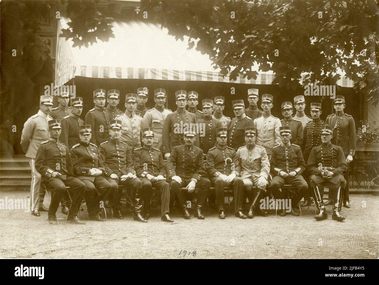 Group portrait of officers at V. Army distribution during field ...