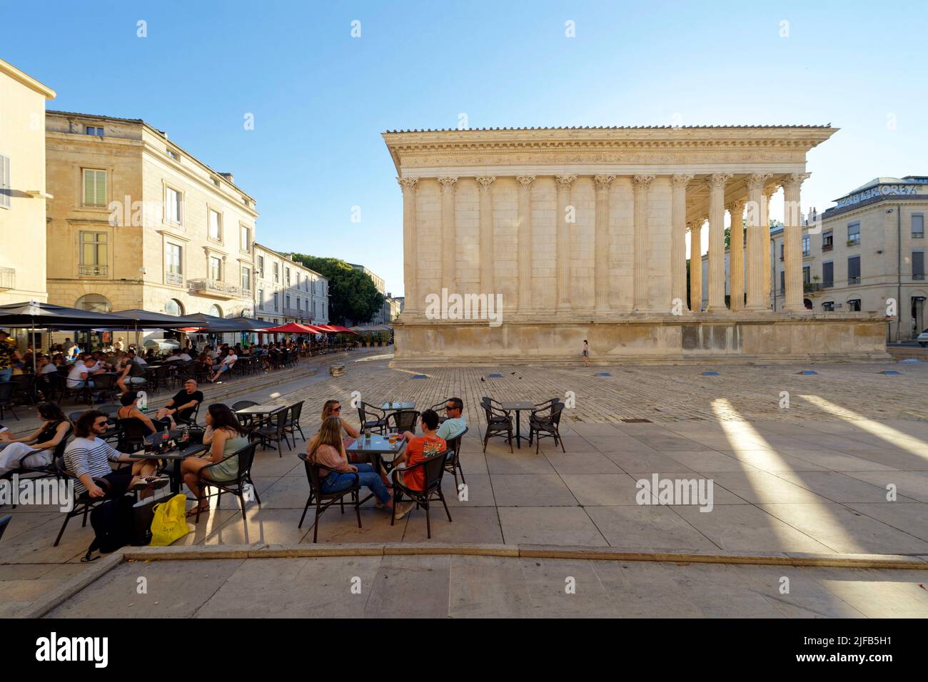France, Gard, Nimes, Maison Carree, old Roman Temple of the 1st century ...