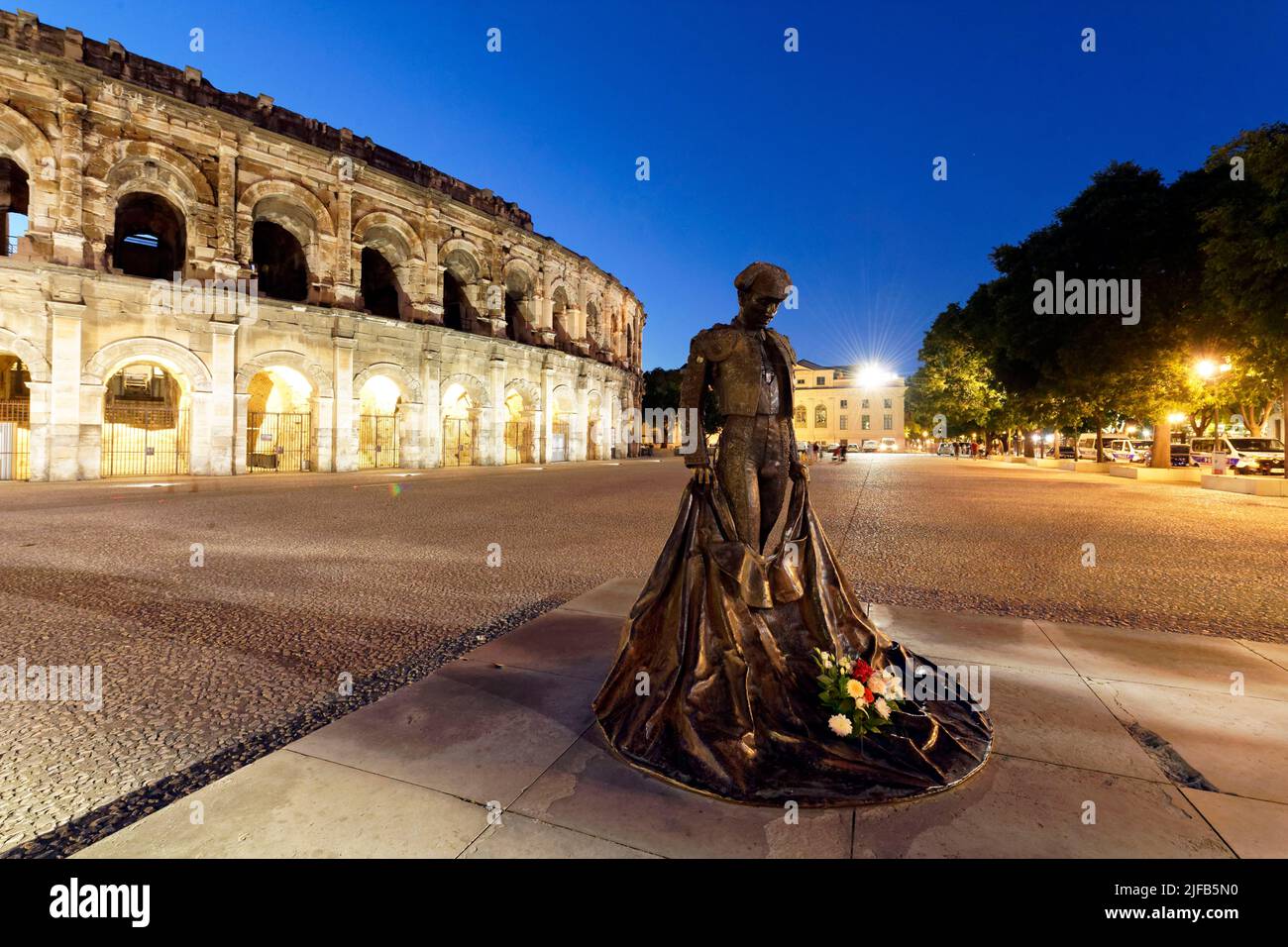France, Gard, Nimes, Place des arenes, Nimeno II torero statue by ...