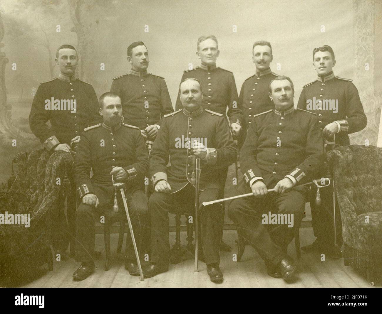 Group portrait of officers at Norrbotten's regiment in 19, 1901 Stock ...