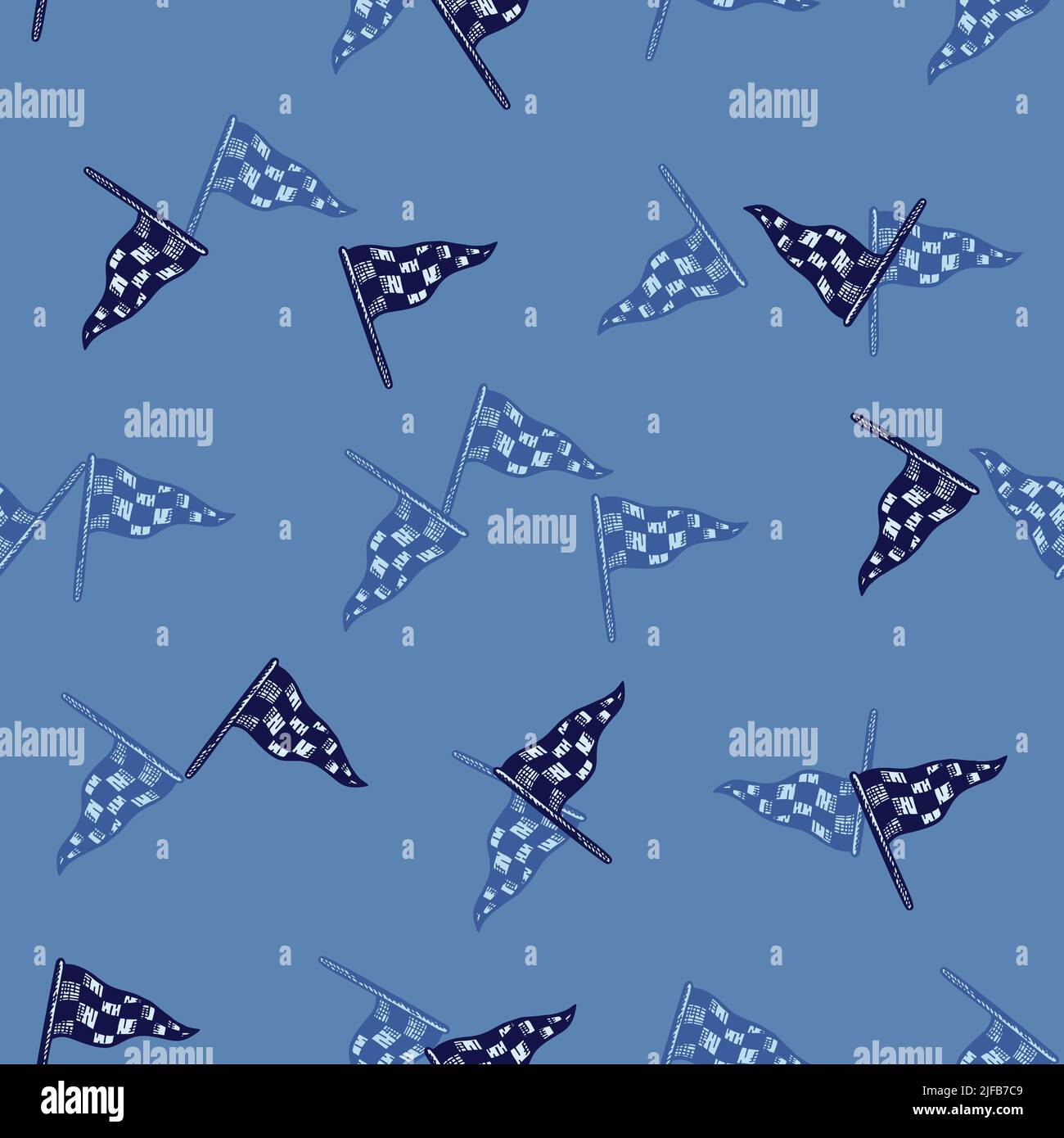 Race flag sketched seamless pattern. Vintage sport elements for drive ...