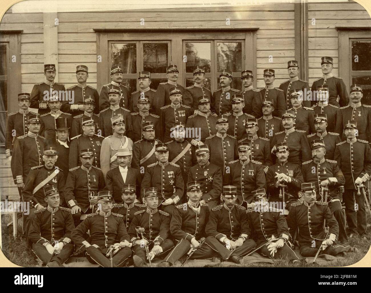 Group portrait of officers at the Life Regiment's grenadiers in 3 in ...