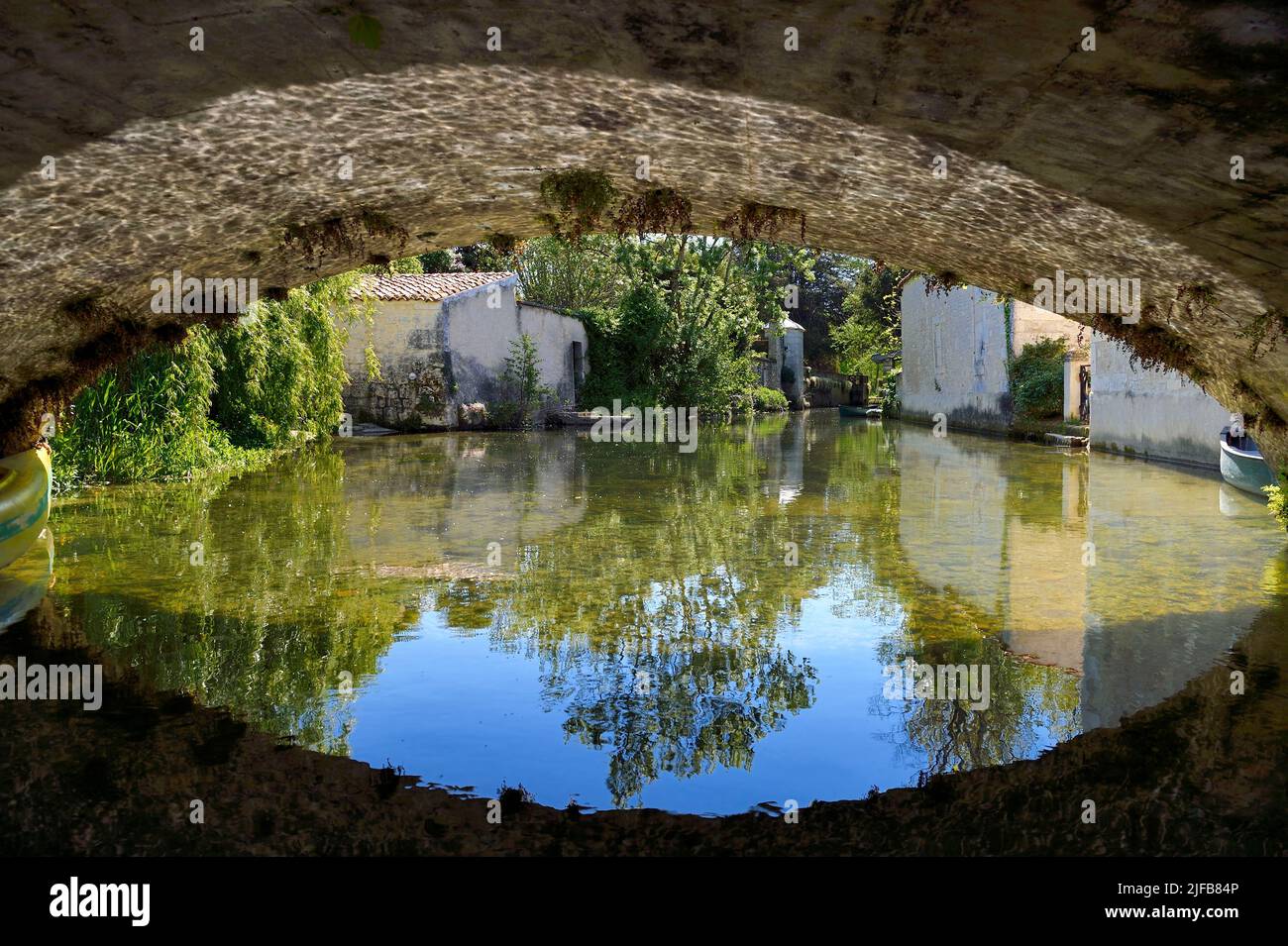 France, Charente, Bassac, bridge over the Guirlande river, a tributary ...