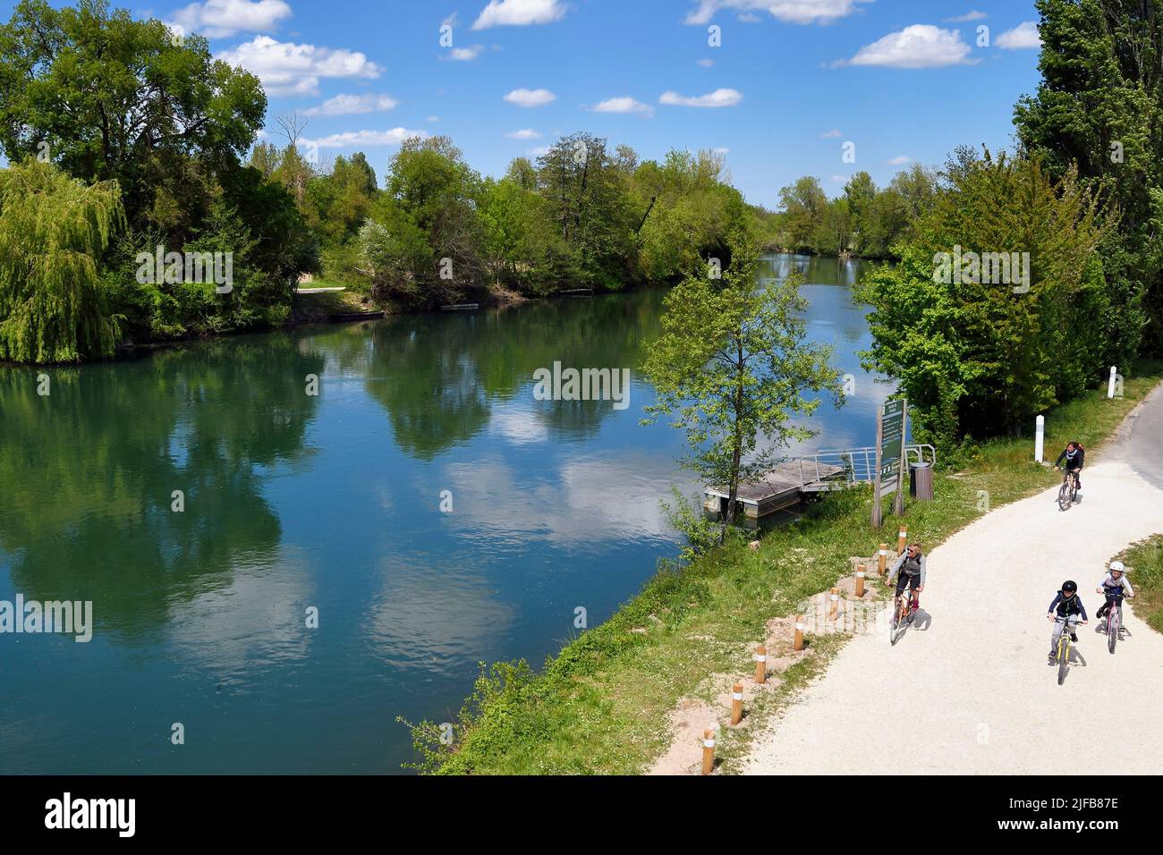 France, Charente, Bassac, The Charente river bordered by the towpath ...