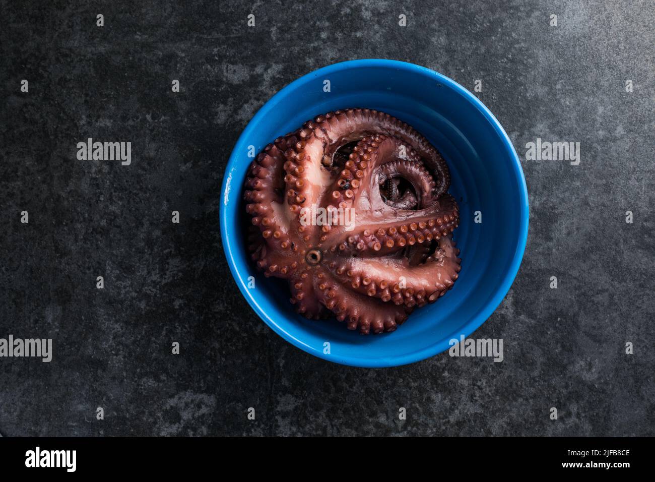 Octopus is boiled in a pot Stock Photo - Alamy