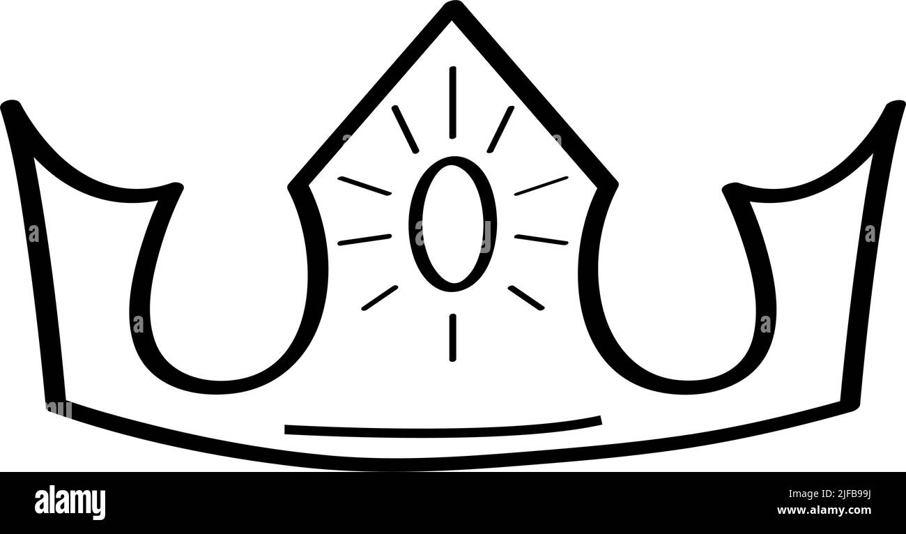Crown icon vector in doodle style. Outlines royal family sign. Simple ...
